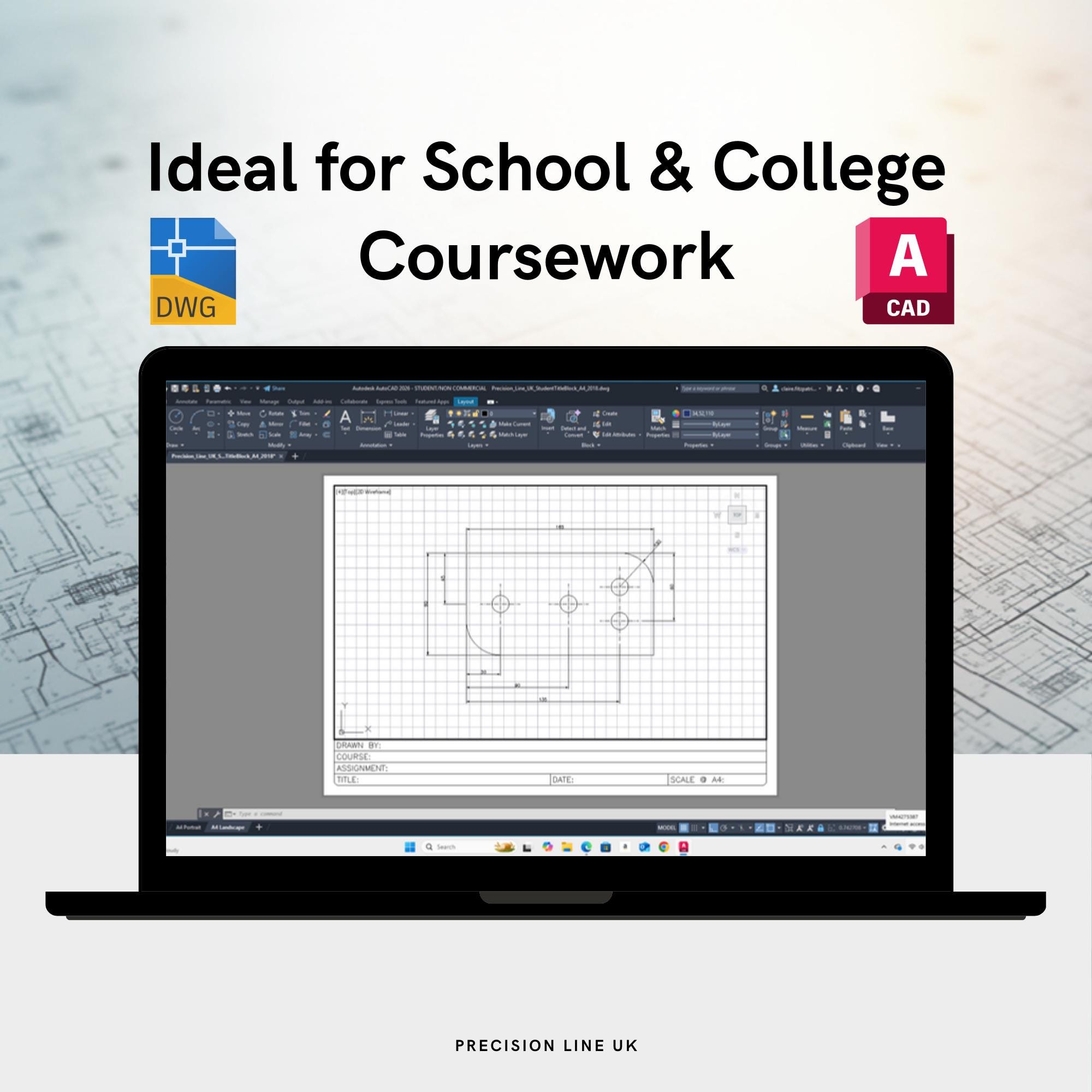 Modèles de cartouches ISO A3 pour étudiants AutoCAD (paysage et ...