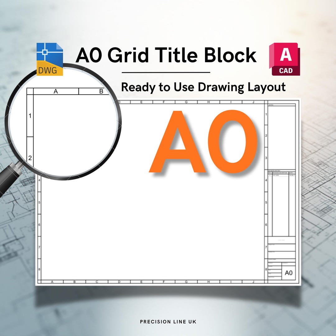 Autocad ISO A0 Grid Title Block Template - Editable DWG Layout (digital ...