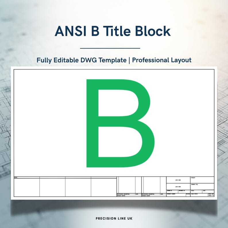 Autocad ANSI B Title Block Template | Editable DWG (digital Download ...