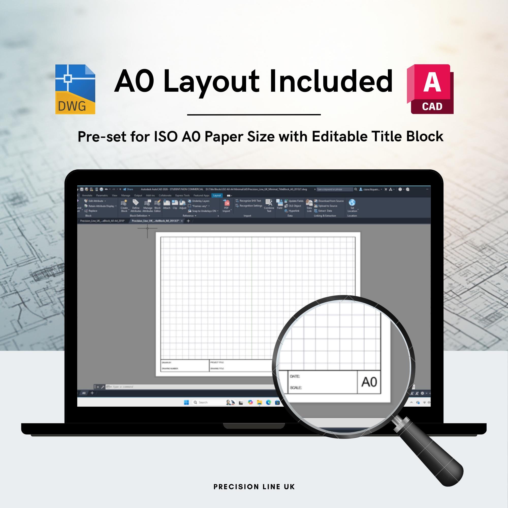 Autocad ISO A0 Minimal Layout Title Block Template - Editable DWG ...