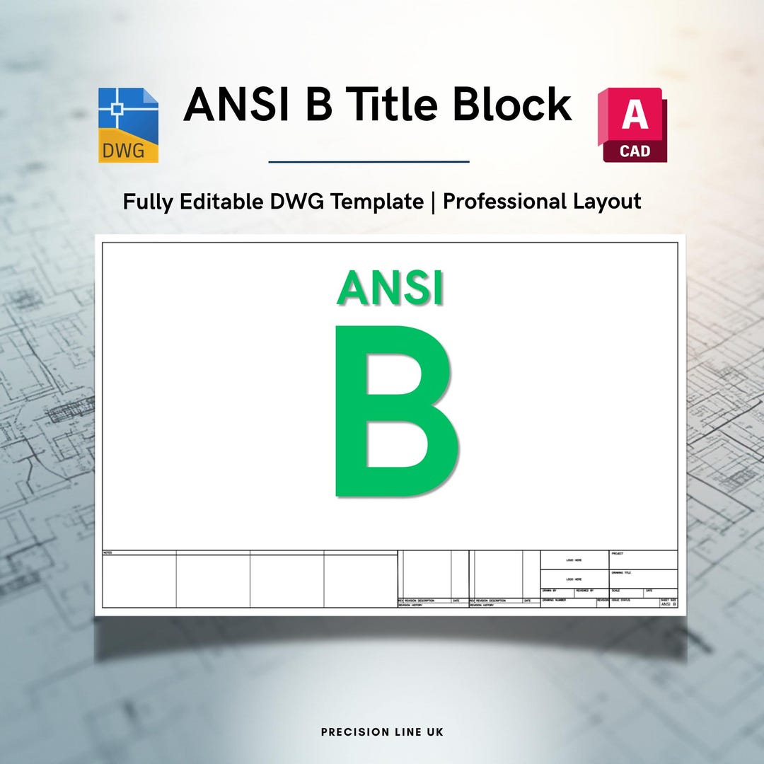 Gabarit de cartouche pour tabloïd AutoCAD ANSI B | Fichier DWG ...