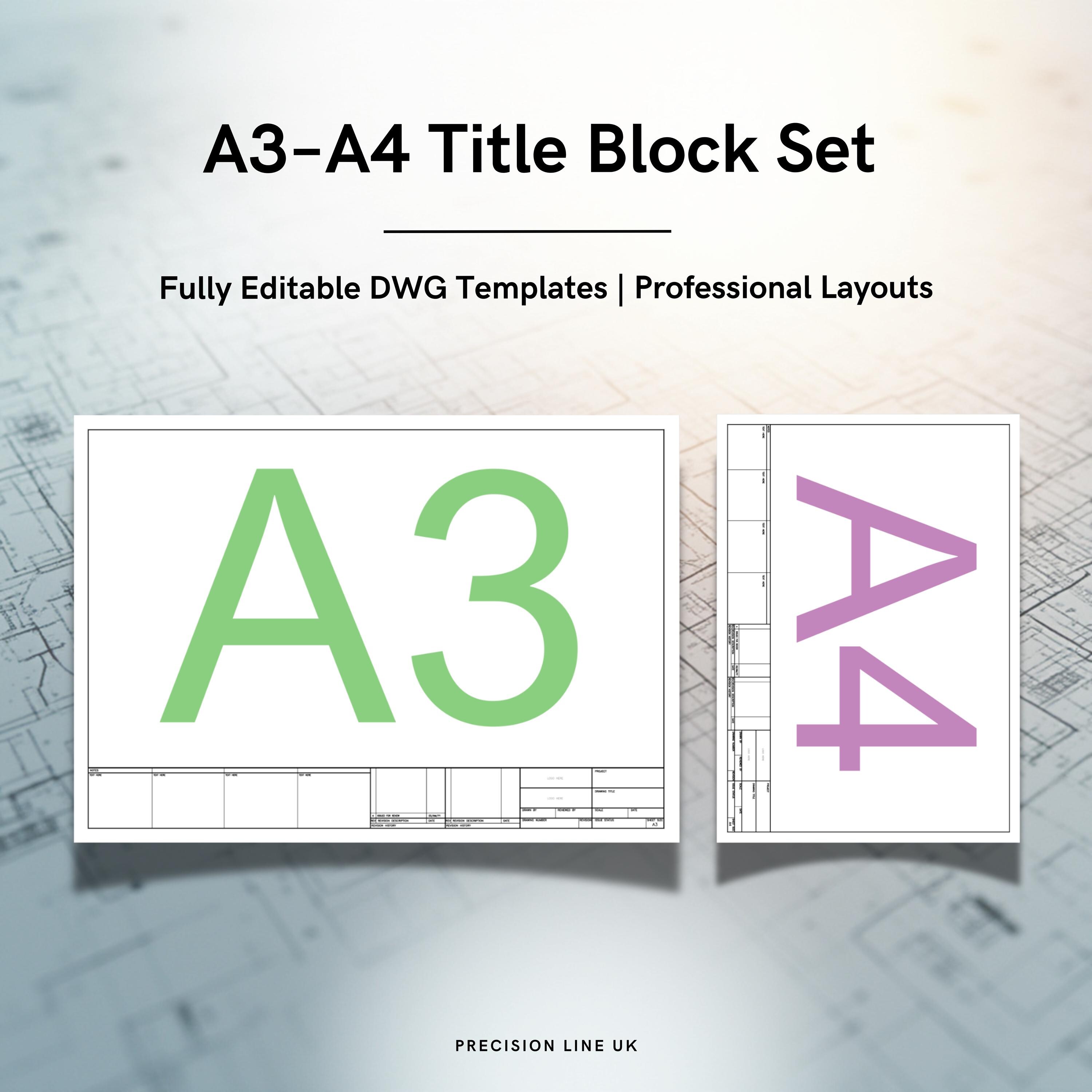Autocad ISO A3-A4 Title Block DWG Layout Templates | Small Projects ...