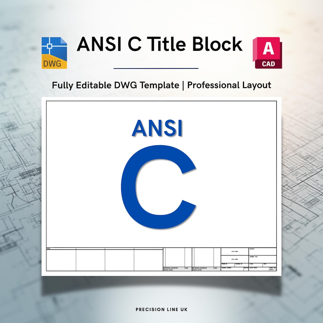 Autocad ANSI C Title Block Template | US Imperial Inches | Editable DWG ...