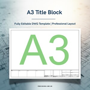 Autocad ISO A3 Title Block Template - Editable DWG Layout (digital ...