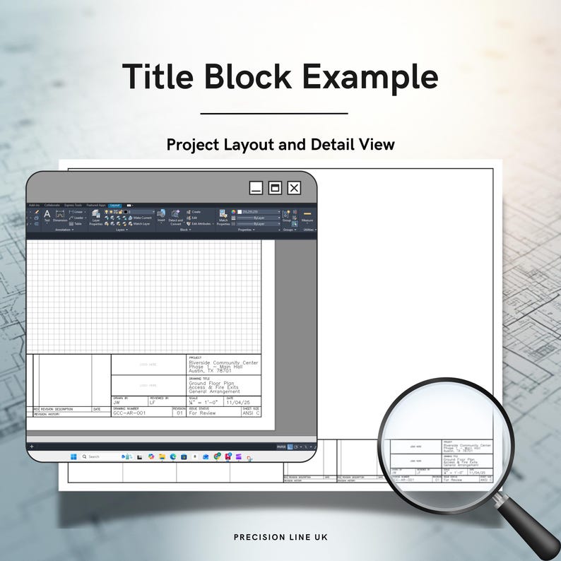 Autocad ANSI C Title Block Template | US Imperial Inches | Editable DWG ...