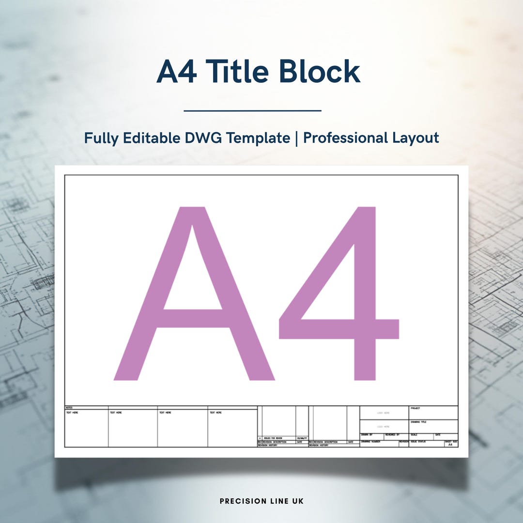 Autocad ISO A4 Title Block Template - Editable DWG Layout (digital ...