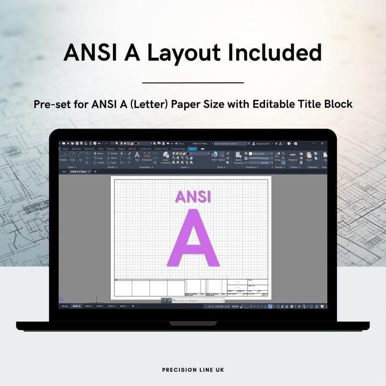 Autocad ANSI A (letter) Title Block Template | US Imperial Inches ...