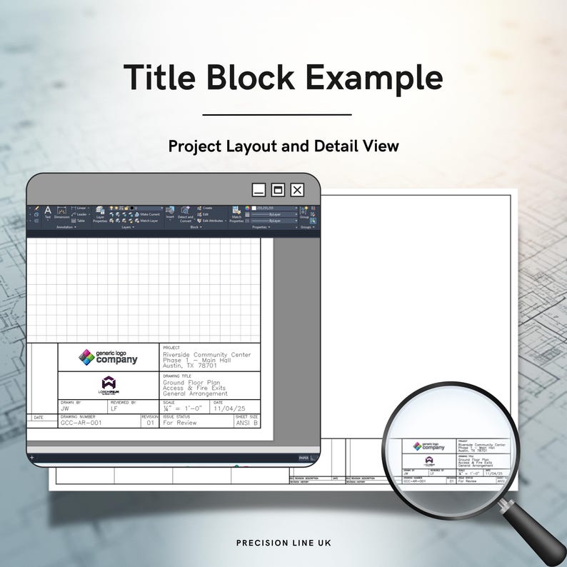 Autocad ANSI A (letter) Title Block Template | US Imperial Inches ...