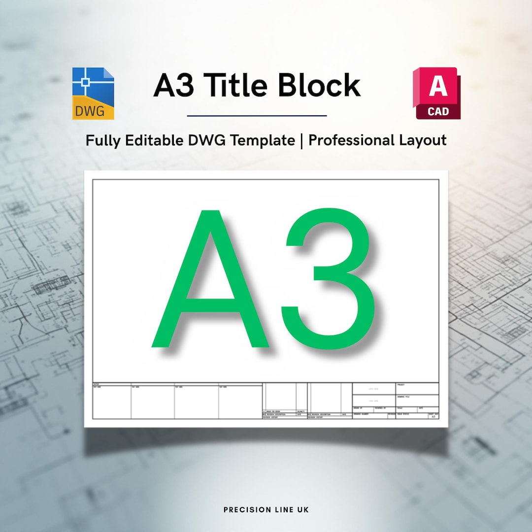 Autocad ISO A3 Title Block Template - Editable DWG Layout (digital ...