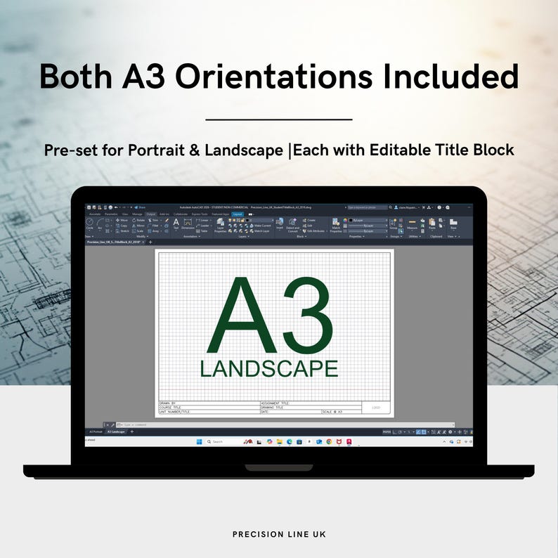 Autocad Student ISO A3 Title Block Templates (landscape & Portrait ...