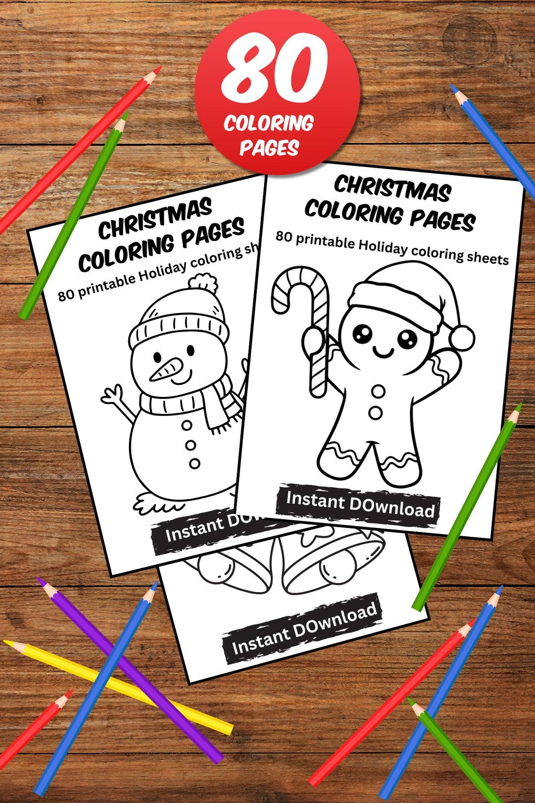 80 Christmas Coloring Pages for Kids & Adults (PDF Download) - Etsy