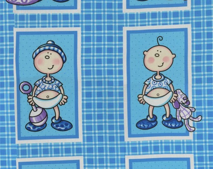 Fabric Funny Babies Panel in Blankie Blue by Amy Bradley for Moda ...