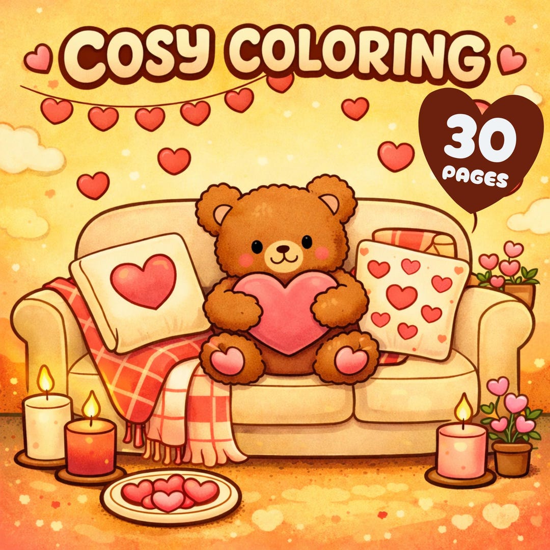 Cosy Valentine’s Day Coloring Book for Kids - 30 Sweet Pages, Animals ...