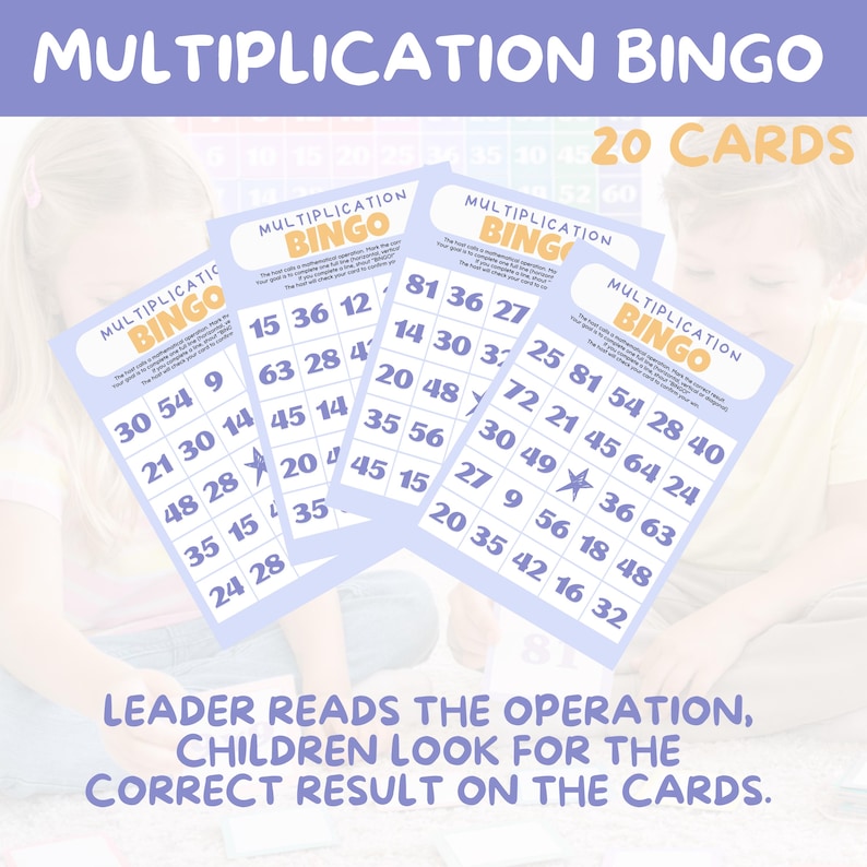 Multiplication Table BINGO Game, Printable PDF Educational Game ...