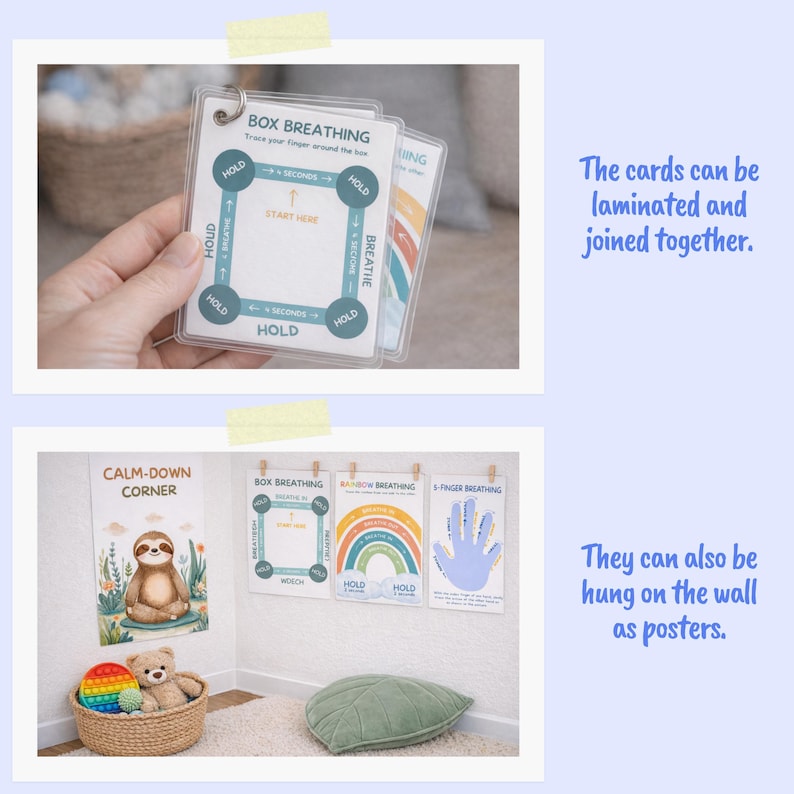 Breathing Cards and Techniques for Kids, Posters & Rules, Calm Down ...