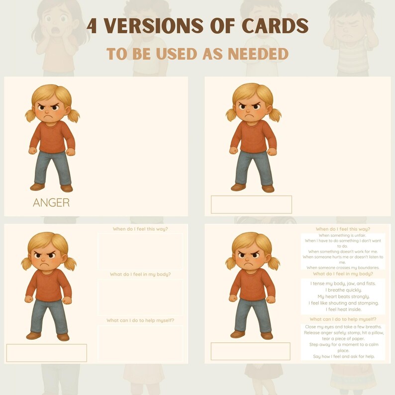 Emotion Cards for Kids, Feelings Flashcards Printable, Emotional ...
