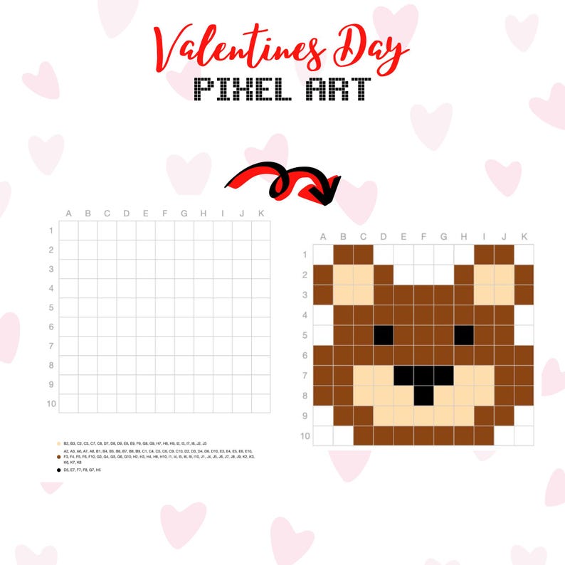Valentine’s Pixel Art Coding Set - Color by Number, Printable PDF, STEM ...