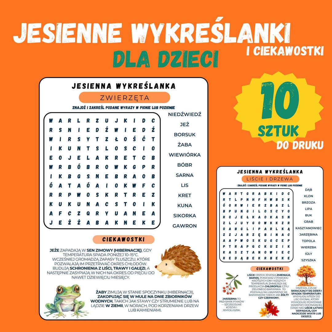 Autumn Crossword Puzzles to Print - 10 Pages of Fun and Learning for ...