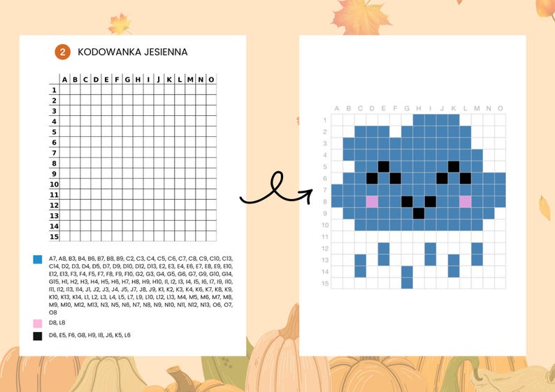 Coding Worksheet Autumn Pixel Art Activities for Kids, Graphic ...