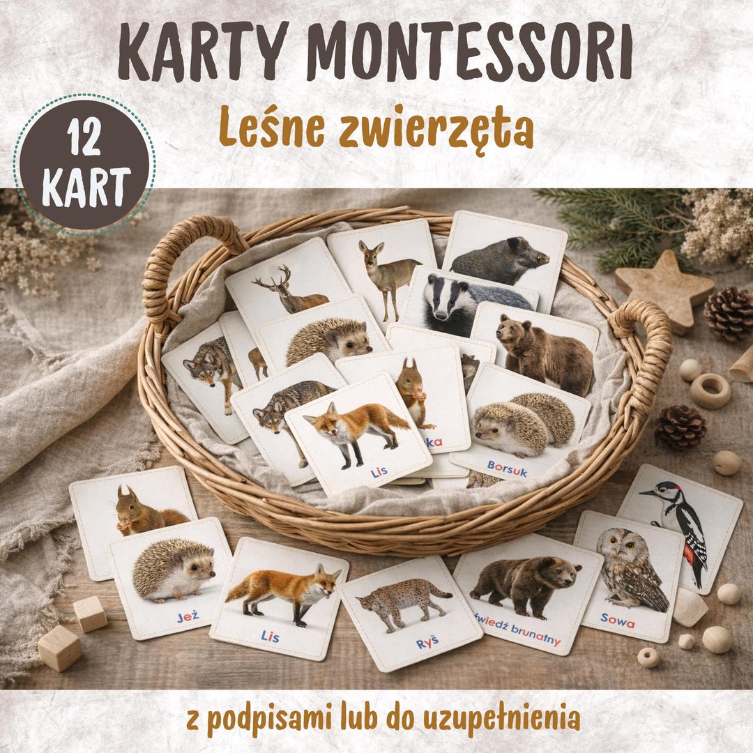 Montessori Forest Animals Cards, Printable PDF, Educational Worksheets ...