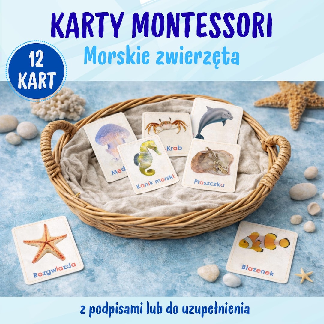 Montessori Sea Animals Cards, Printable PDF, Educational Worksheets ...