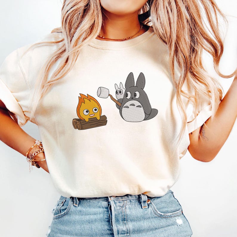 Ghibli My Neighbor Totoro Calcifer Embroidery File, Anime Movie Design ...