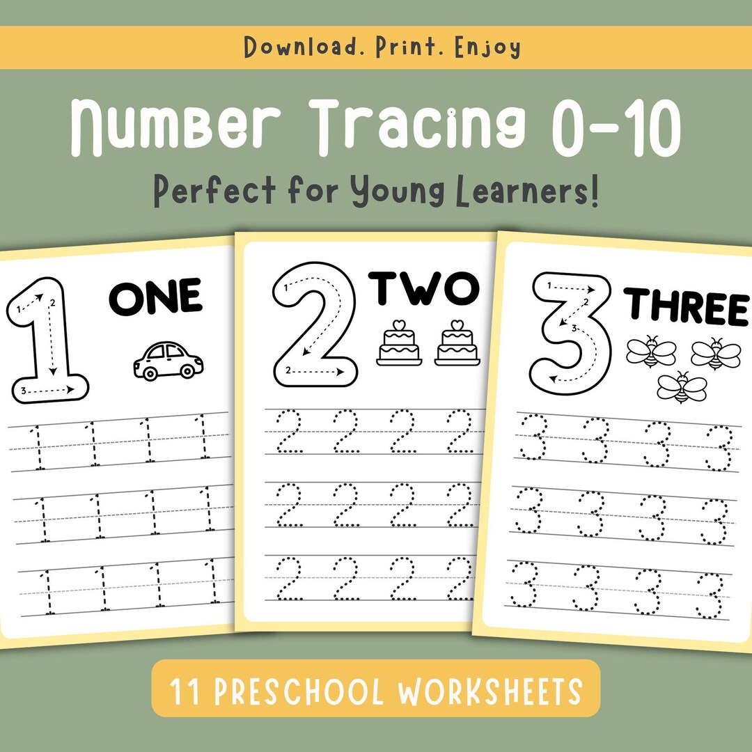 Number Tracing Worksheets, 0-10 Handwriting Practice (PDF Download ...
