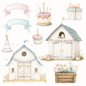 Birthday Farm Animals Clipart: Party Theme 28 Pngs Set - Etsy