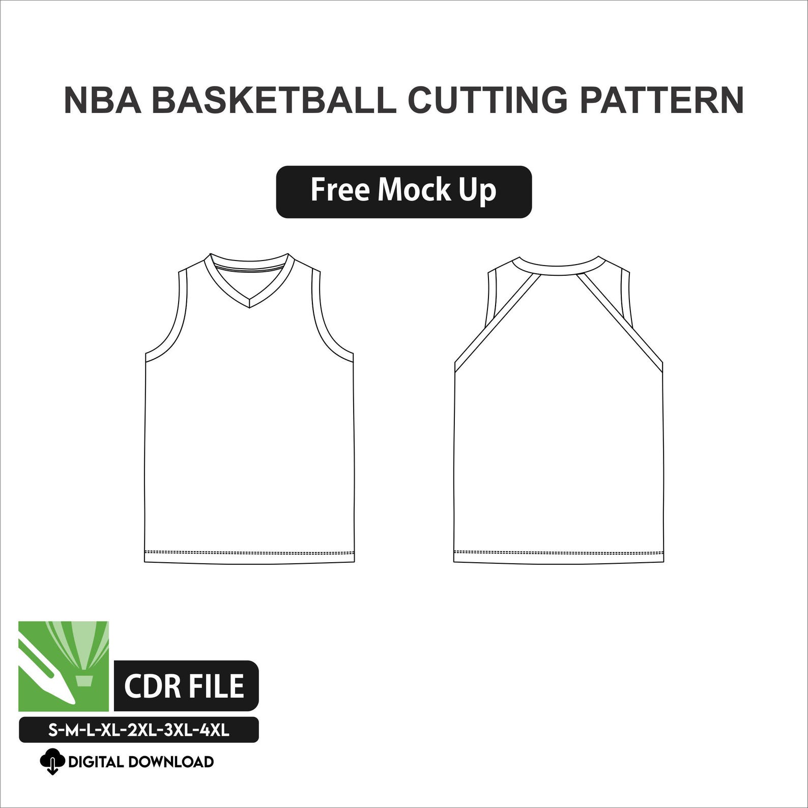 Basketball Sewing Pattern Jersey V-neck Cutting Variations XS-4XL ...