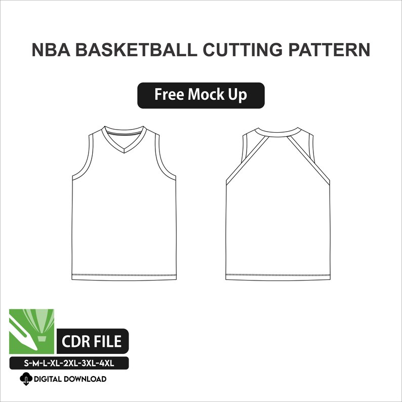 Basketball Sewing Pattern Jersey V-neck Cutting Variations XS-4XL ...