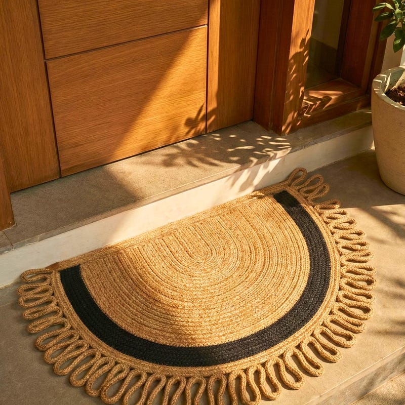 Half Circle Woven Rug - Etsy UK