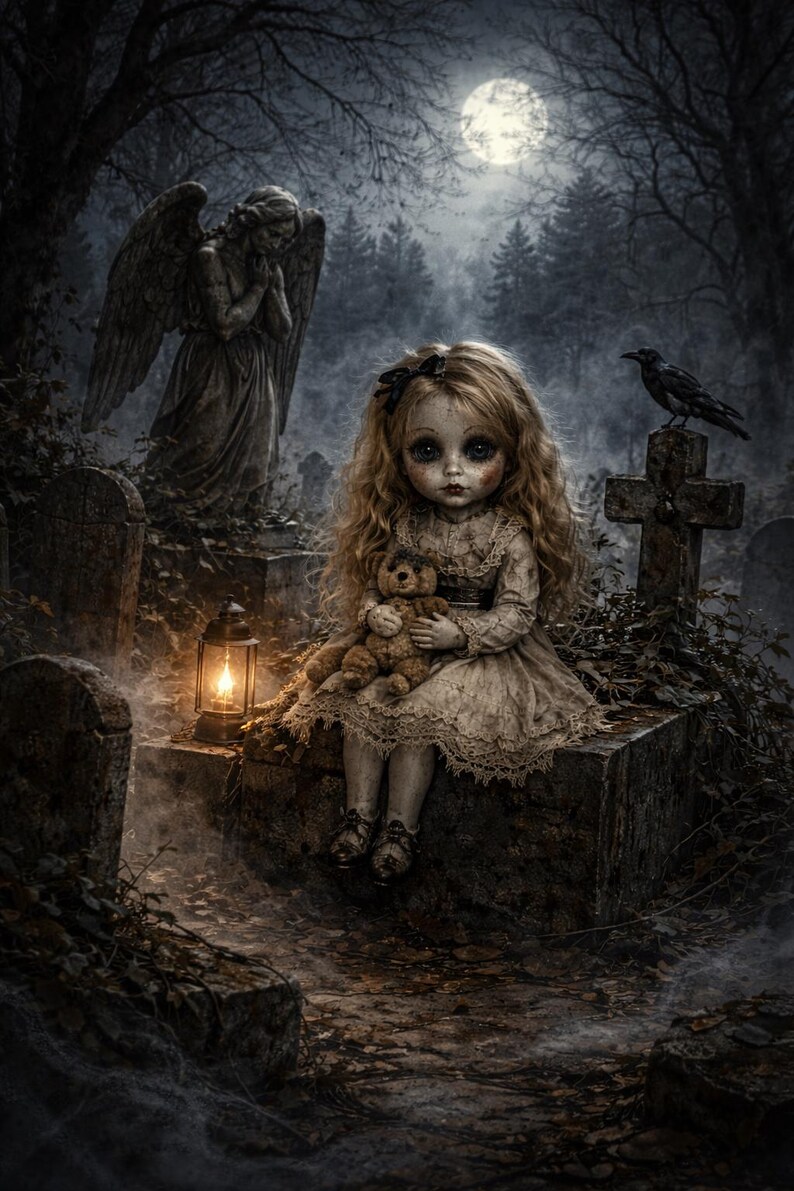 Gothic Doll Illustration Bundle – Dark Fairytale Art, Horror Story ...