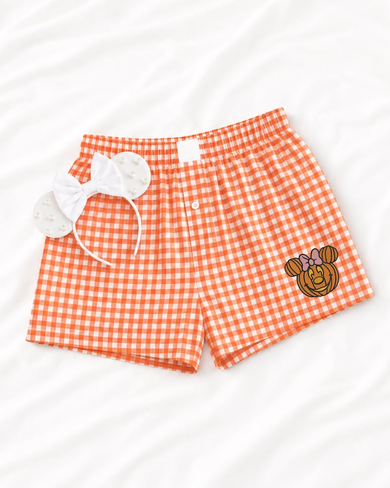 Adorable Halloween Disney Inspired Embroidered Gingham Shorts, Mickey ...