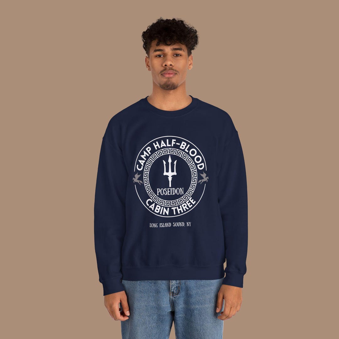 Half-blood Camp Poseidon Cabin Sweatshirt, Greek Mythology Cabin Crest ...