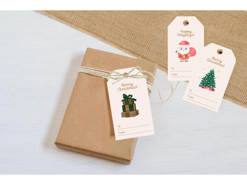 Christmas Gift Tags, Printable, Instant Download, Present Tags, Merry ...