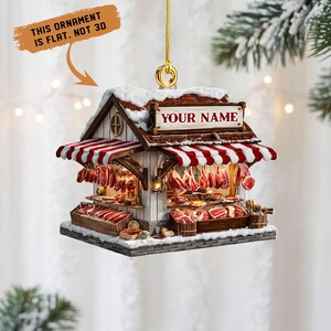 Custom Butcher Shop Ornament, 2D Flat Xmas Decor - Etsy