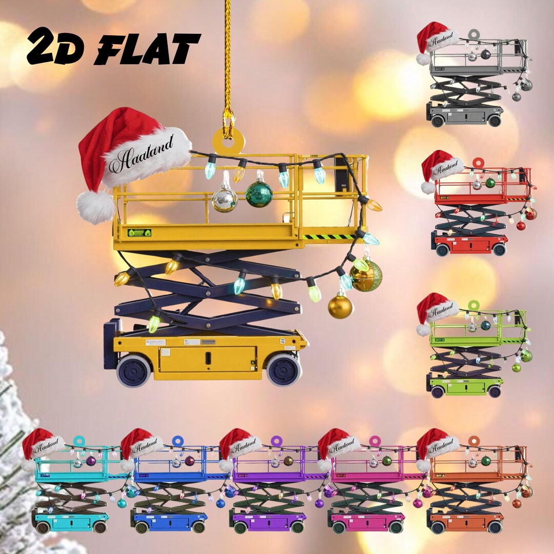 Custom Scissor Lift Christmas Ornament, Heavy Machinery Gift (flat 2D ...