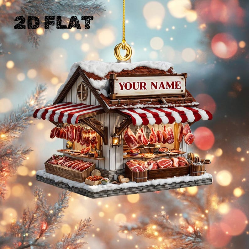 Custom Butcher Shop Ornament, 2D Flat Xmas Decor - Etsy