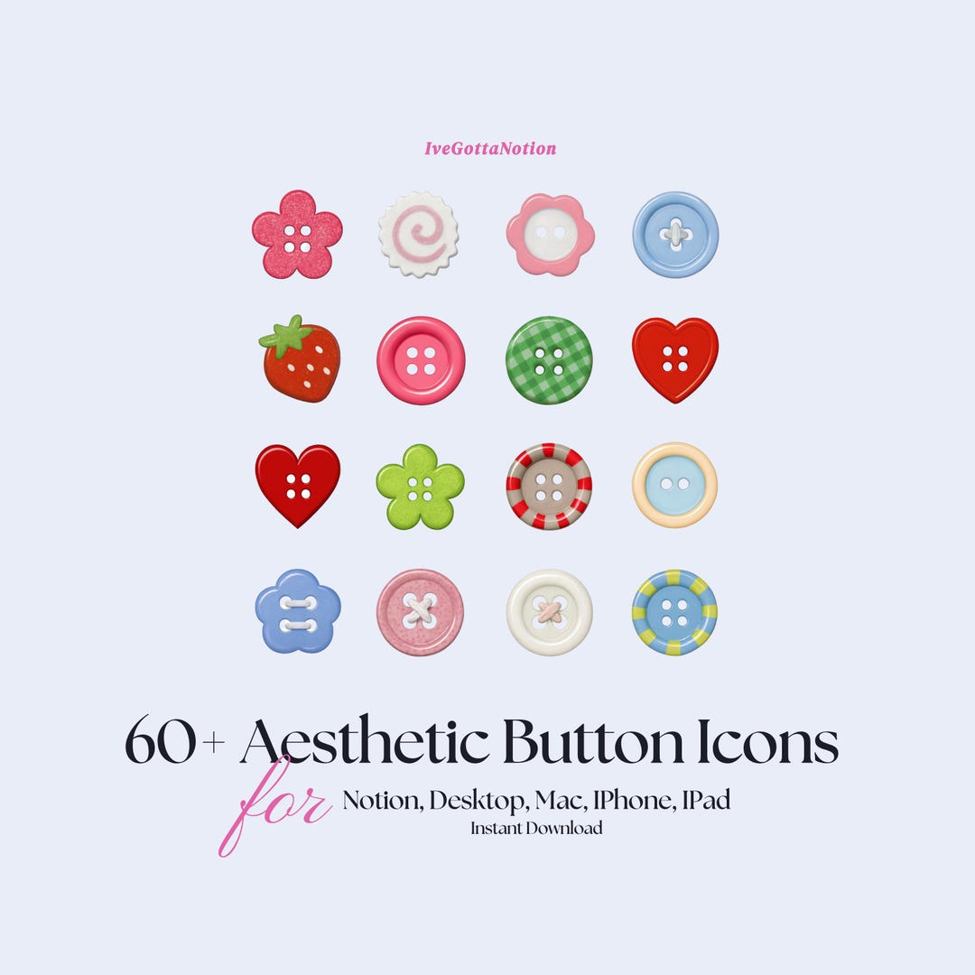 60+ Coquette Button Icons: PNG for Notion, Desktop (digital Download ...