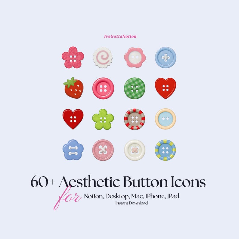 60+ Coquette Button Icons: PNG for Notion, Desktop (digital Download ...