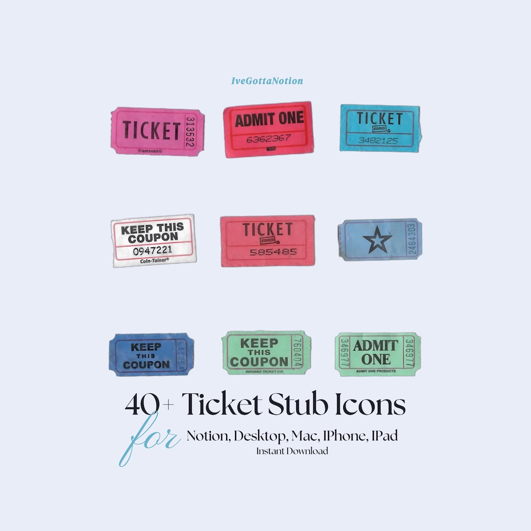 Ticket Stub PNG Icons: Vintage Scrapbook Style (digital Download) - Etsy