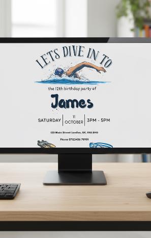 Swimming Birthday Invitation Template | Pool Party Invite (canva ...