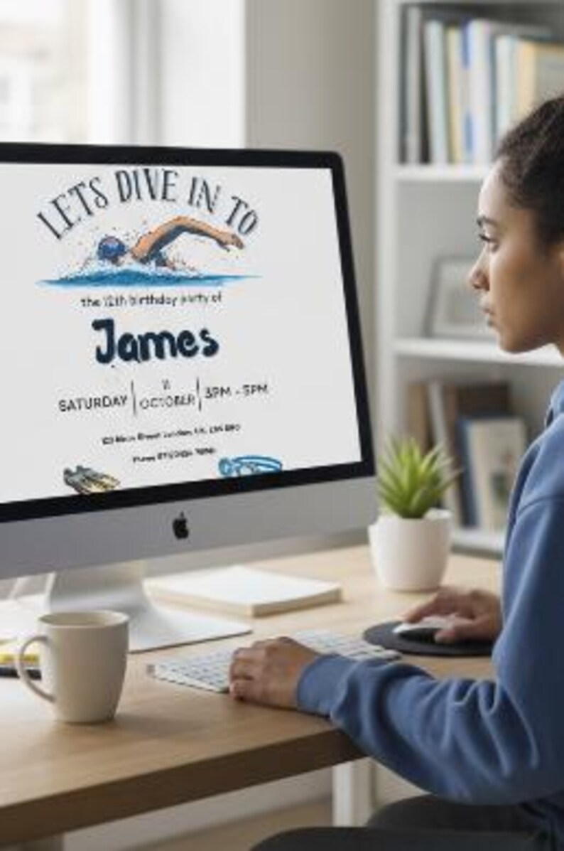 Swimming Birthday Invitation Template | Pool Party Invite (canva ...