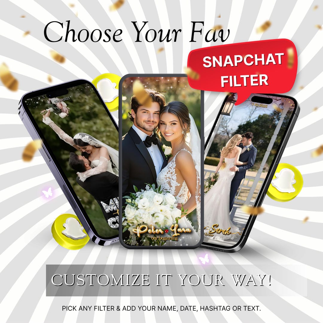 Personalized Wedding Snapchat Filter | Elegant 3D Geo Filter | Bride ...