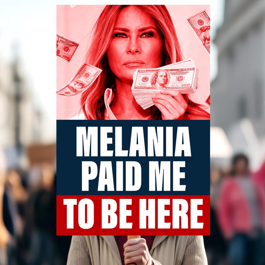 Witty Anti-trump Protest Sign – “melania Paid Me to Be Here” (instant ...