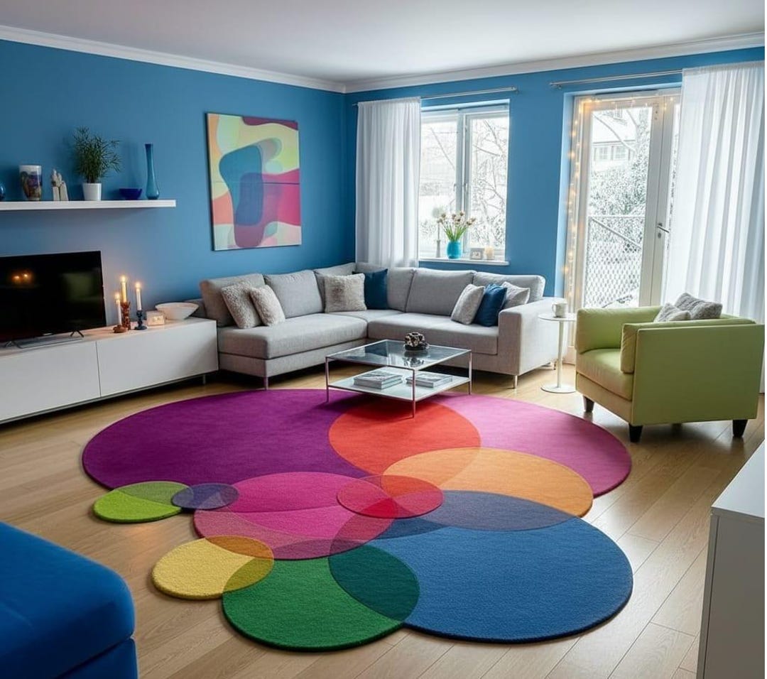 Modern Abstract Overlapping Circles Rug – Colorful Geometric Area ...