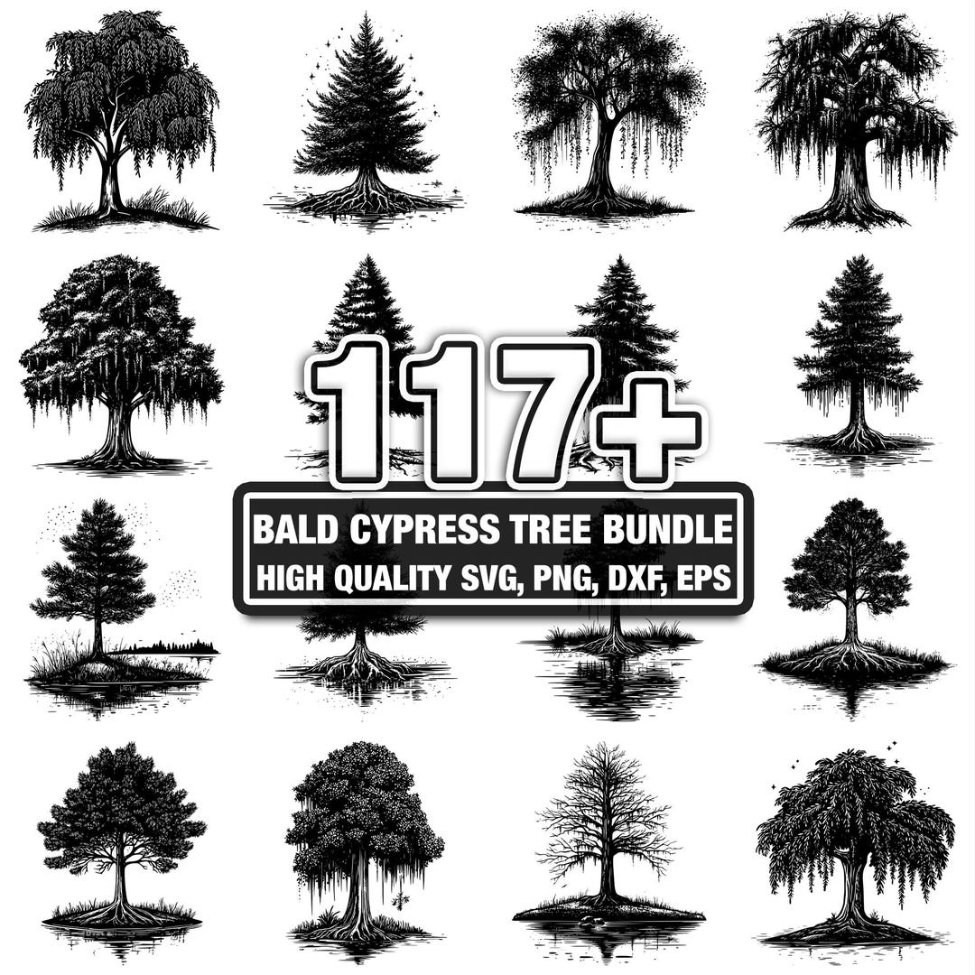 115+ Bald Cypress Tree Bundle, Tree Designs, Instant Download Png, Dxf ...