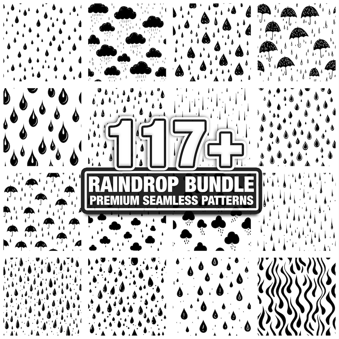 Raindrop Rain Patterns, Seamless Water Texture Bundle. Instant Download ...