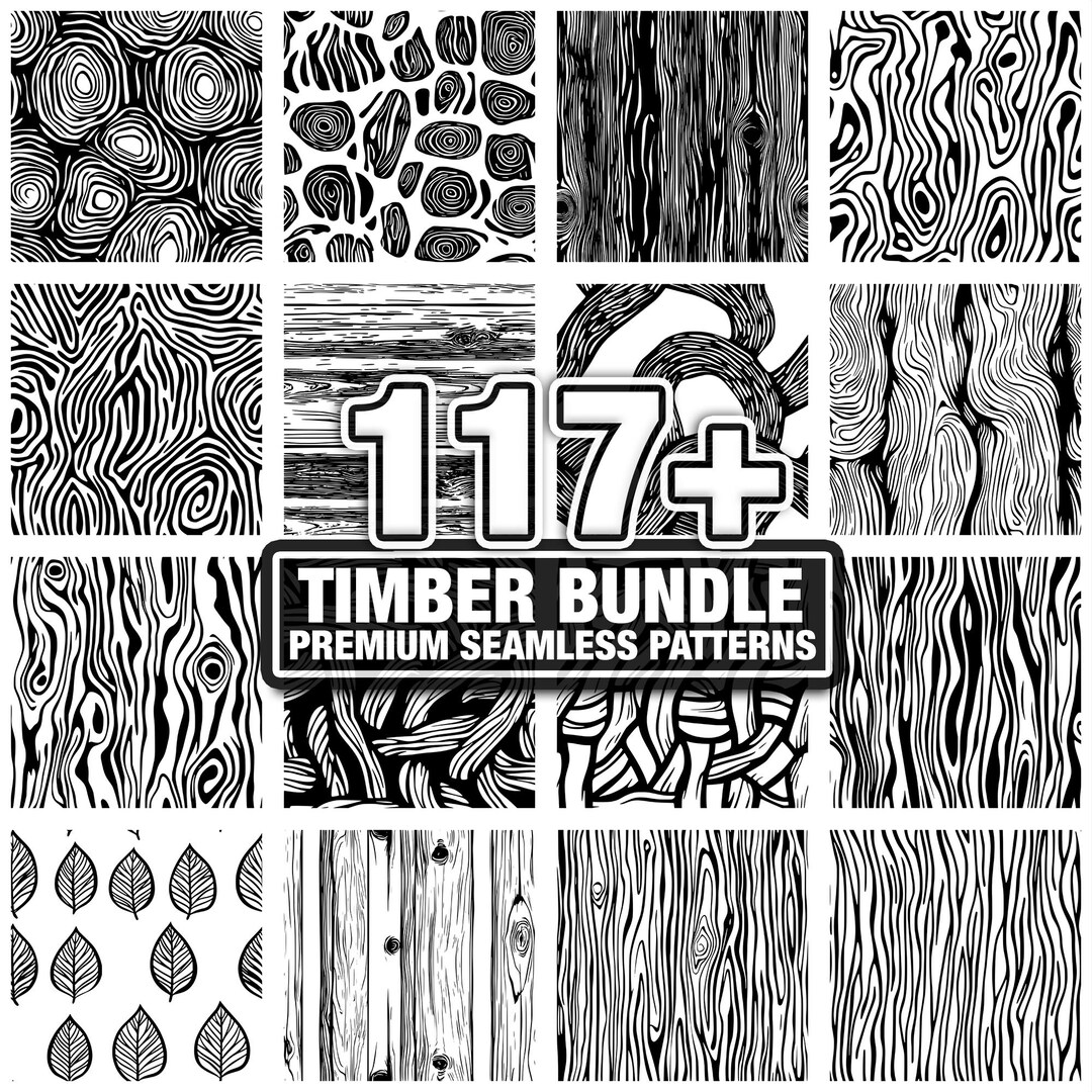 Timber Wood Grain Patterns, Seamless Natural Texture Bundle. Instant ...