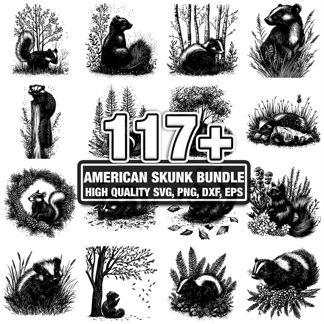 115+ American Skunk Bundle, Skunk Designs, Instant Download Png, Dxf ...